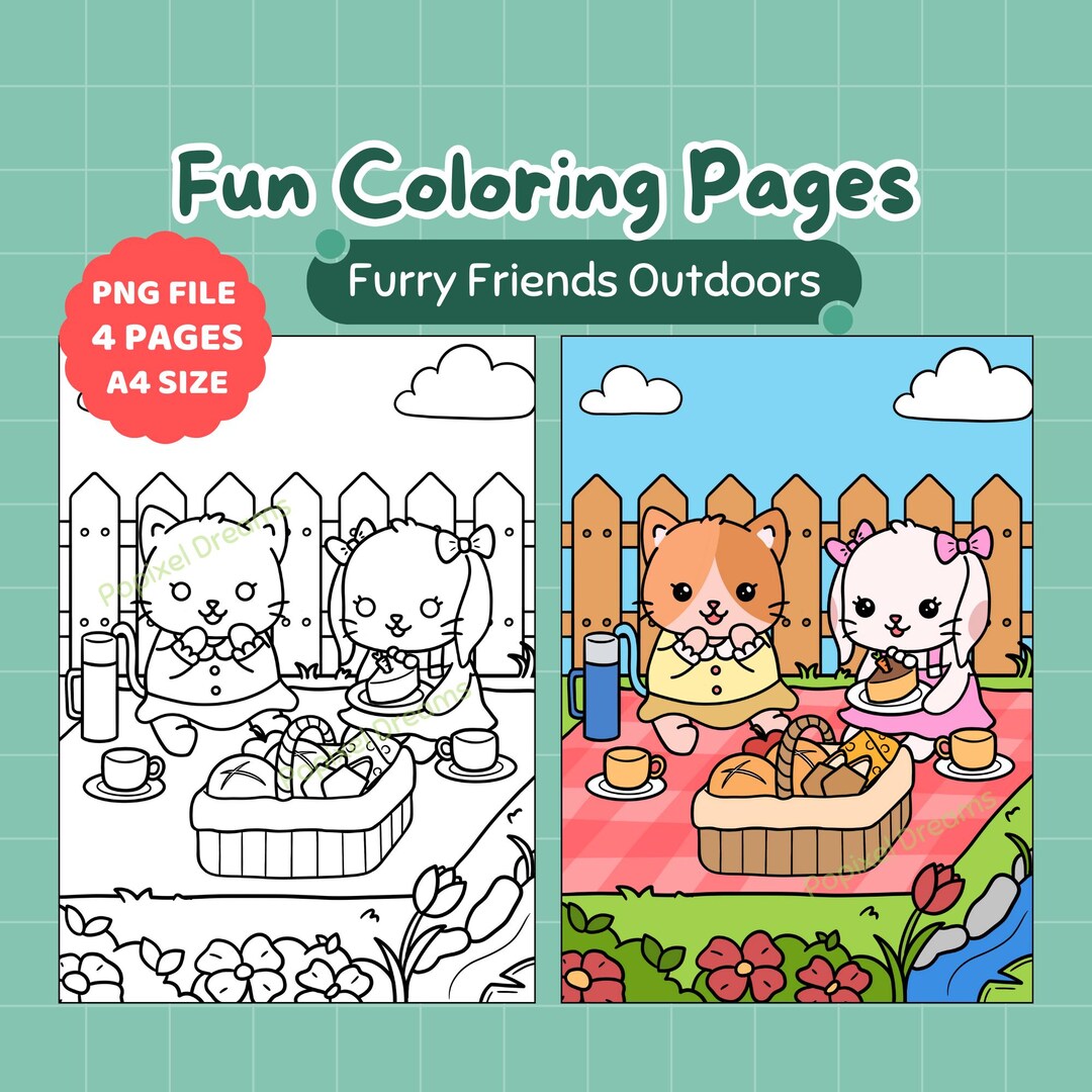 Cute Animal Coloring Pages Printable Sheets for Kids & Adults Instant ...