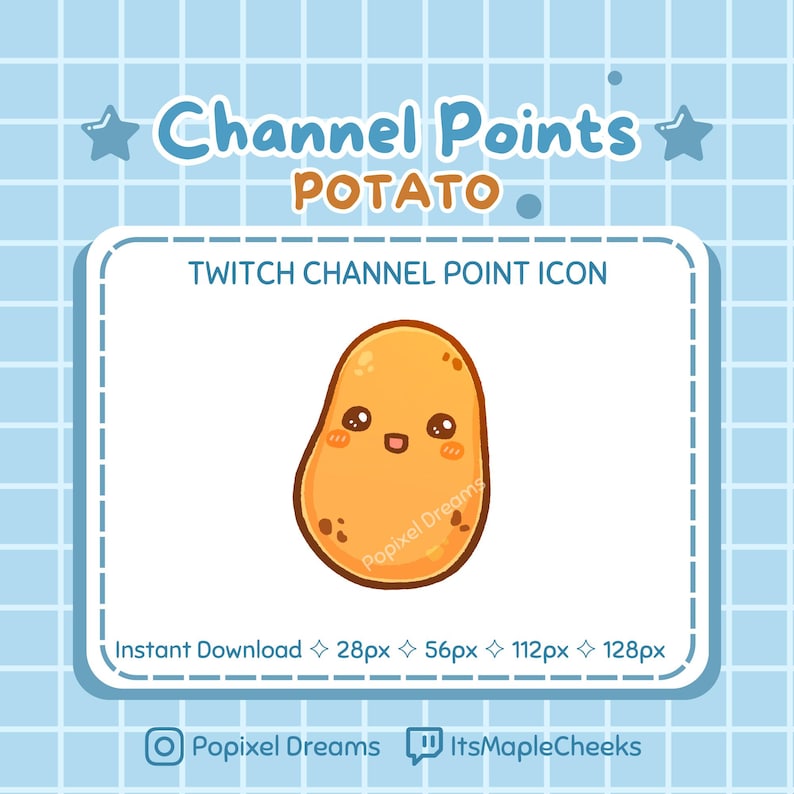Kawaii Potato Channel Point | Cute Kawaii Twitch Channel Point | Icon ...