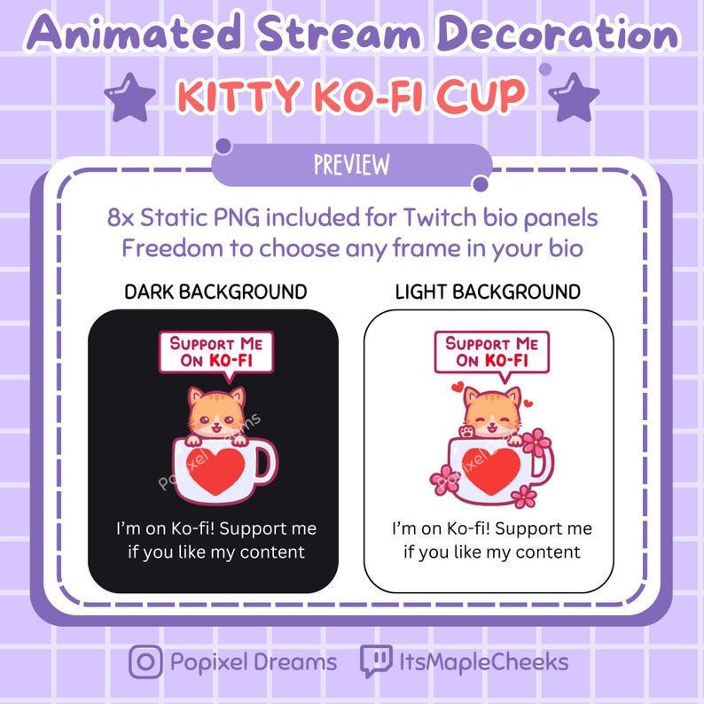 Animated Ko-fi Cat Twitch Overlay: Stream Decoration (digital Download ...