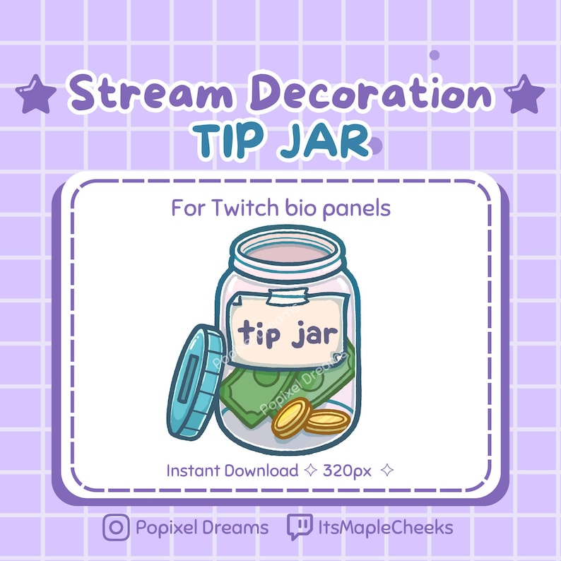Tip Jar Twitch Channel Decoration | Cute Tip Jar Decoration | Icon for ...