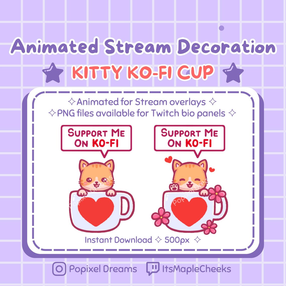 Animated Ko-fi Cat Twitch Overlay: Stream Decoration (digital Download ...