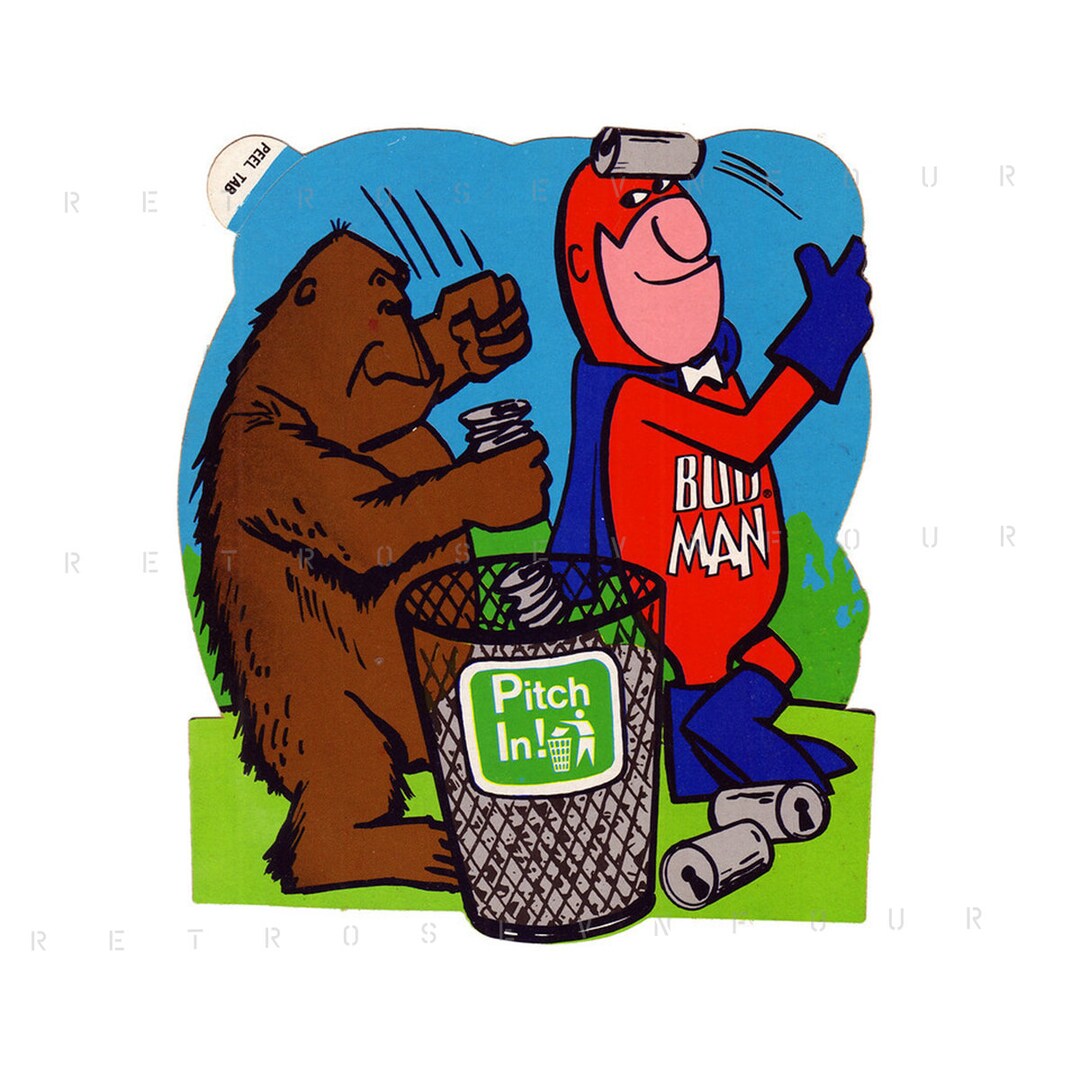 Budman Pitch in Lets Recycle Vintage Sticker - Etsy