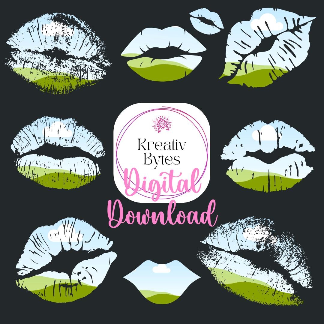 Kiss Lips Canva Frames Bundle Editable Template Background Photo ...