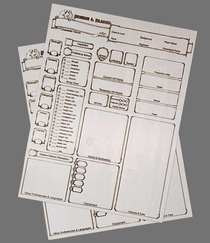 DIGITAL Dnd 5e Character Sheet SVG Dxf PDF Dungeons and - Etsy Ireland