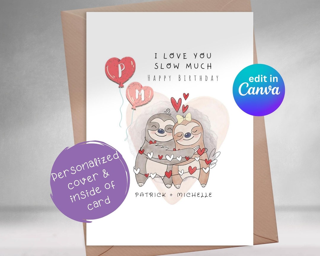 Funny Romantic Printable Cards - Sloth, Valentine's Day, Birthday ...