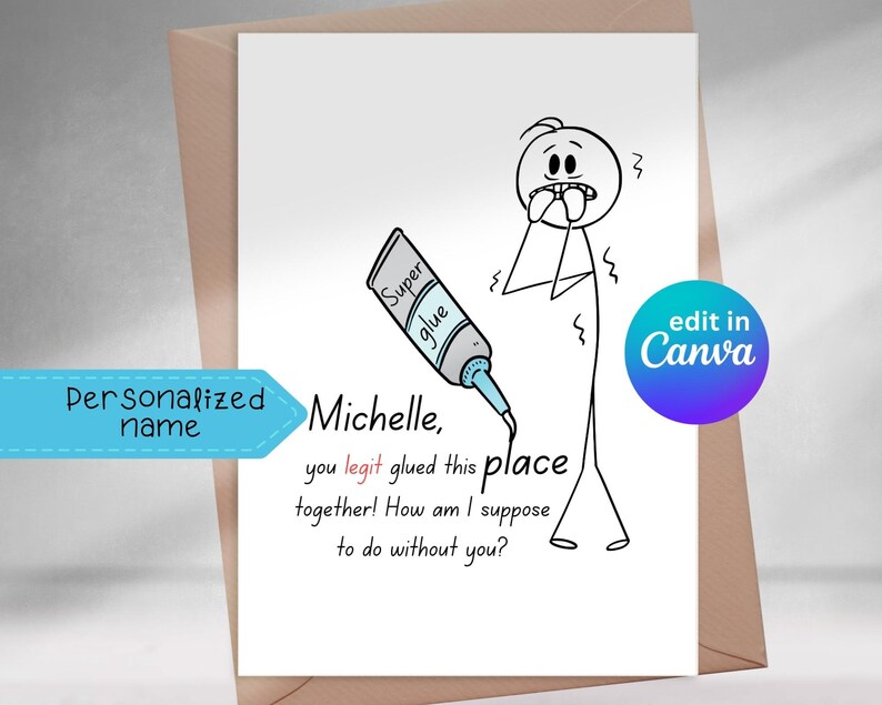 Printable Canva Leaving Card for Coworker or Boss Funny Bye - Etsy
