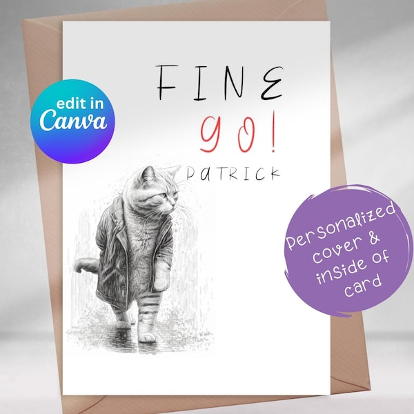 Funny Cat Goodbye Card - Etsy