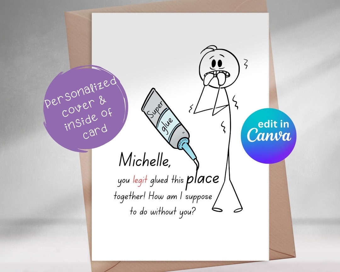Printable Canva Leaving Card for Coworker or Boss, Funny, Bye, Farewell ...