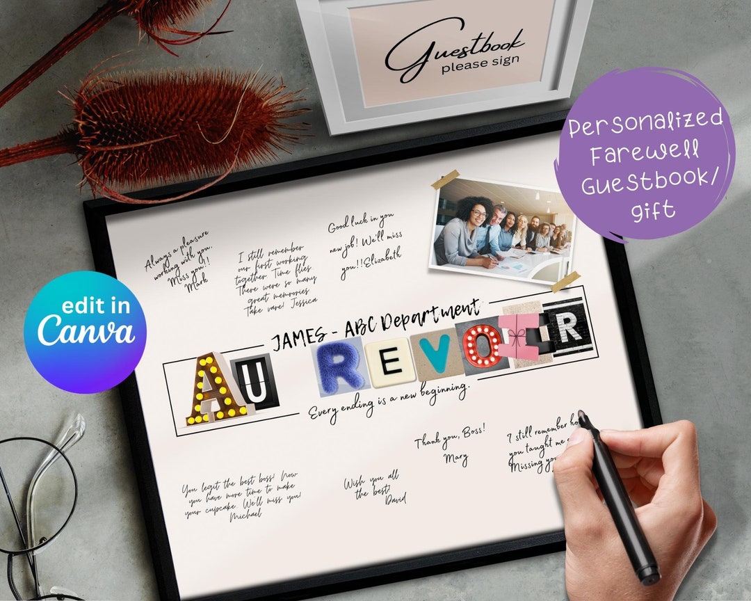 Personalized Canva Leaving Farewell Gift - Au Revoir, Message Poster ...