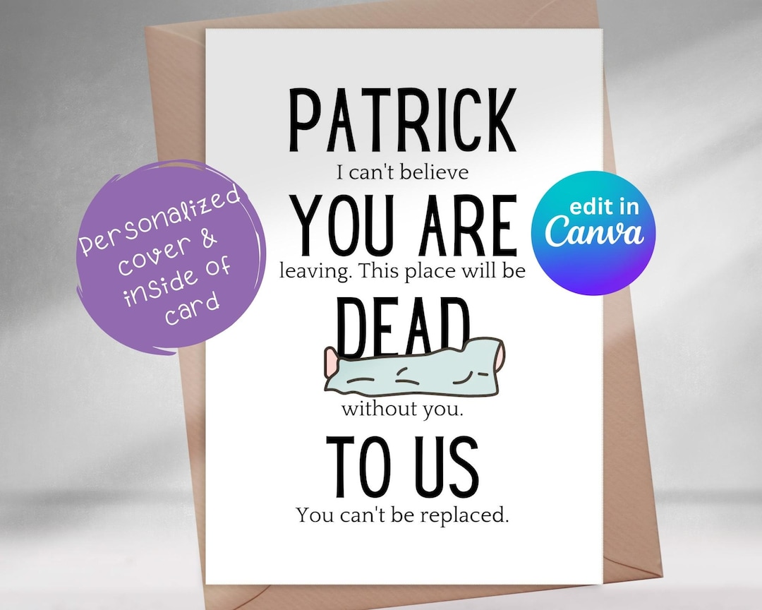 Printable Canva Leaving Card for Coworker or Boss, Funny, You Are Dead ...