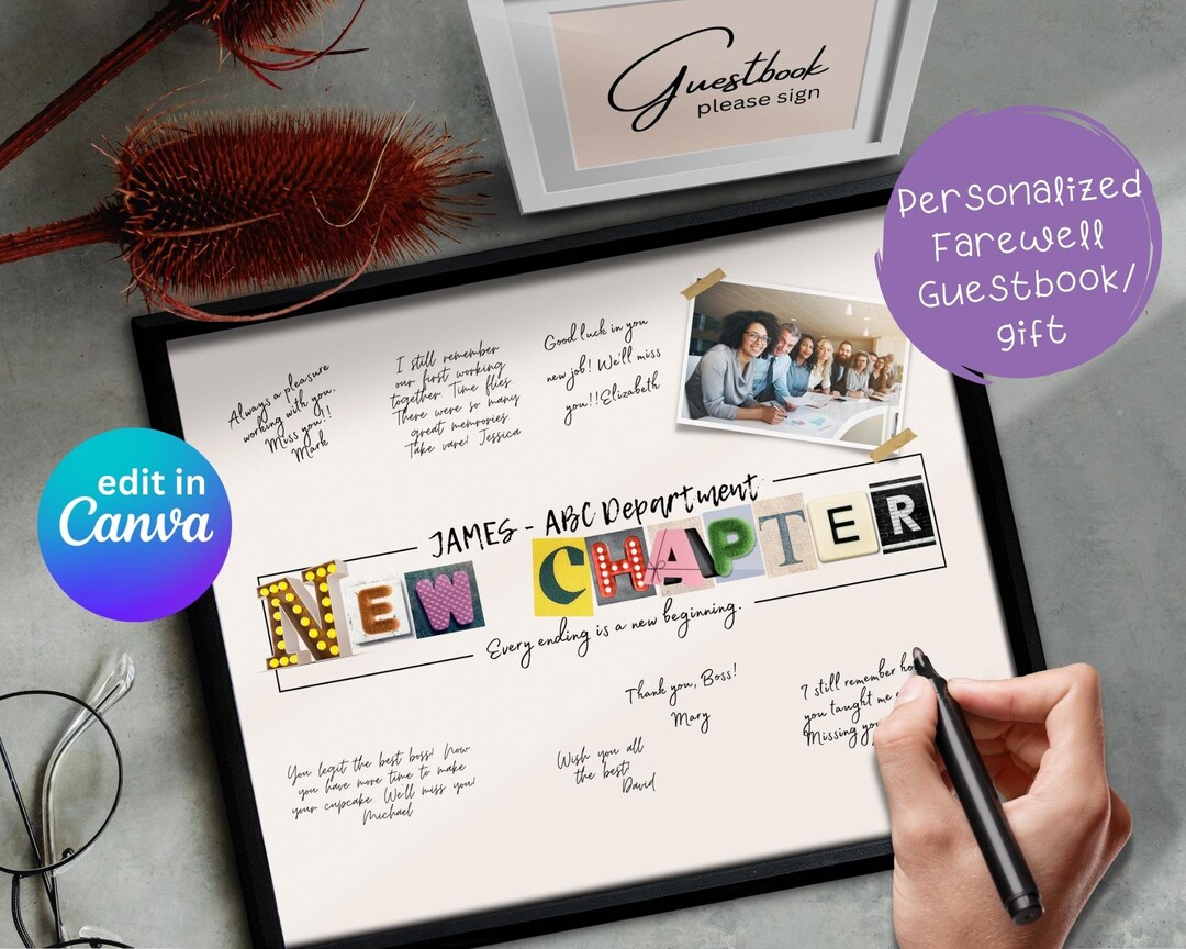 Personalized Canva Leaving Farewell Gift - New Chapter, Message Poster ...