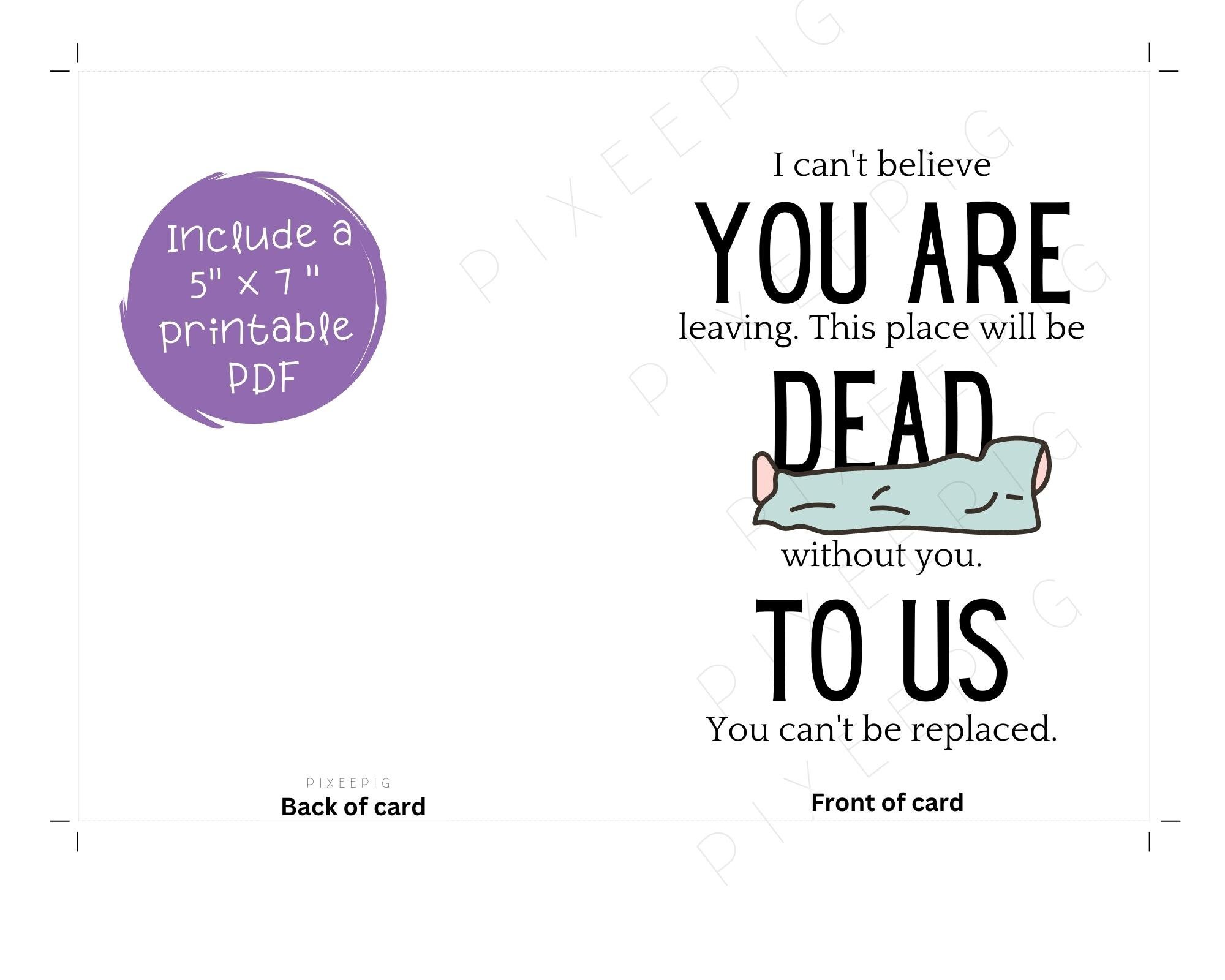 Printable Canva Leaving Card for Coworker or Boss Funny You - Etsy Canada