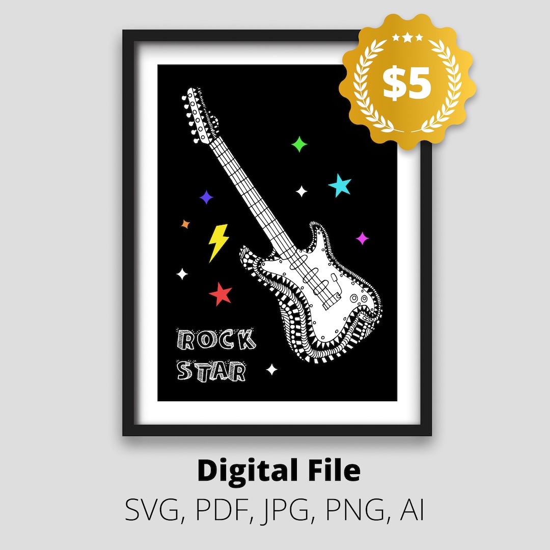 Rock Star Digital File Svg/pdf/ai/png/jpg High Quality Art Lover's Gift ...