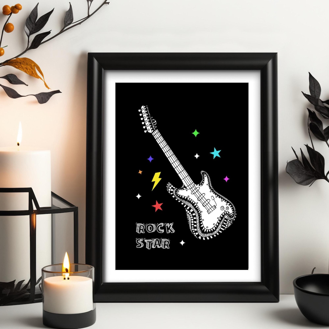Rock Star Print, Guitar Art, Printable SVG, PDF, Ai, Png, Jpg, Guitar ...
