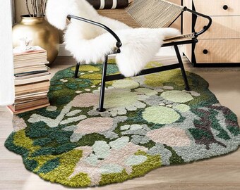 Green Irregular Rug - Etsy