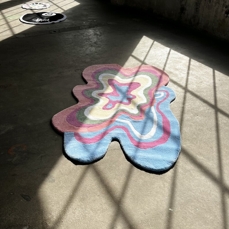 Aesthetic/abstract Fluffy Tufted Rug - Etsy