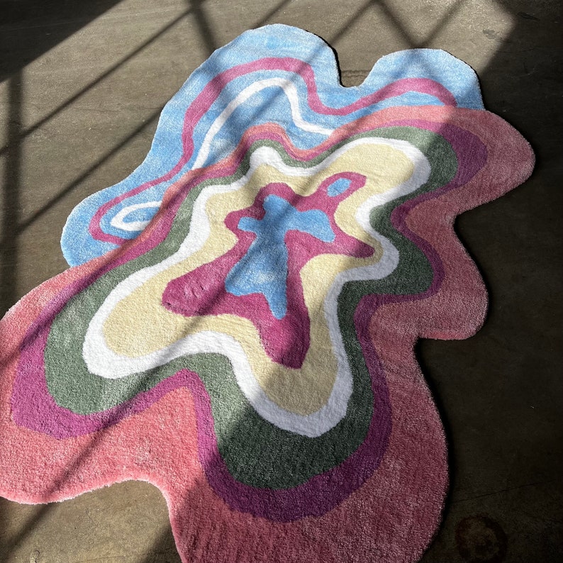 Aesthetic/abstract Fluffy Tufted Rug - Etsy
