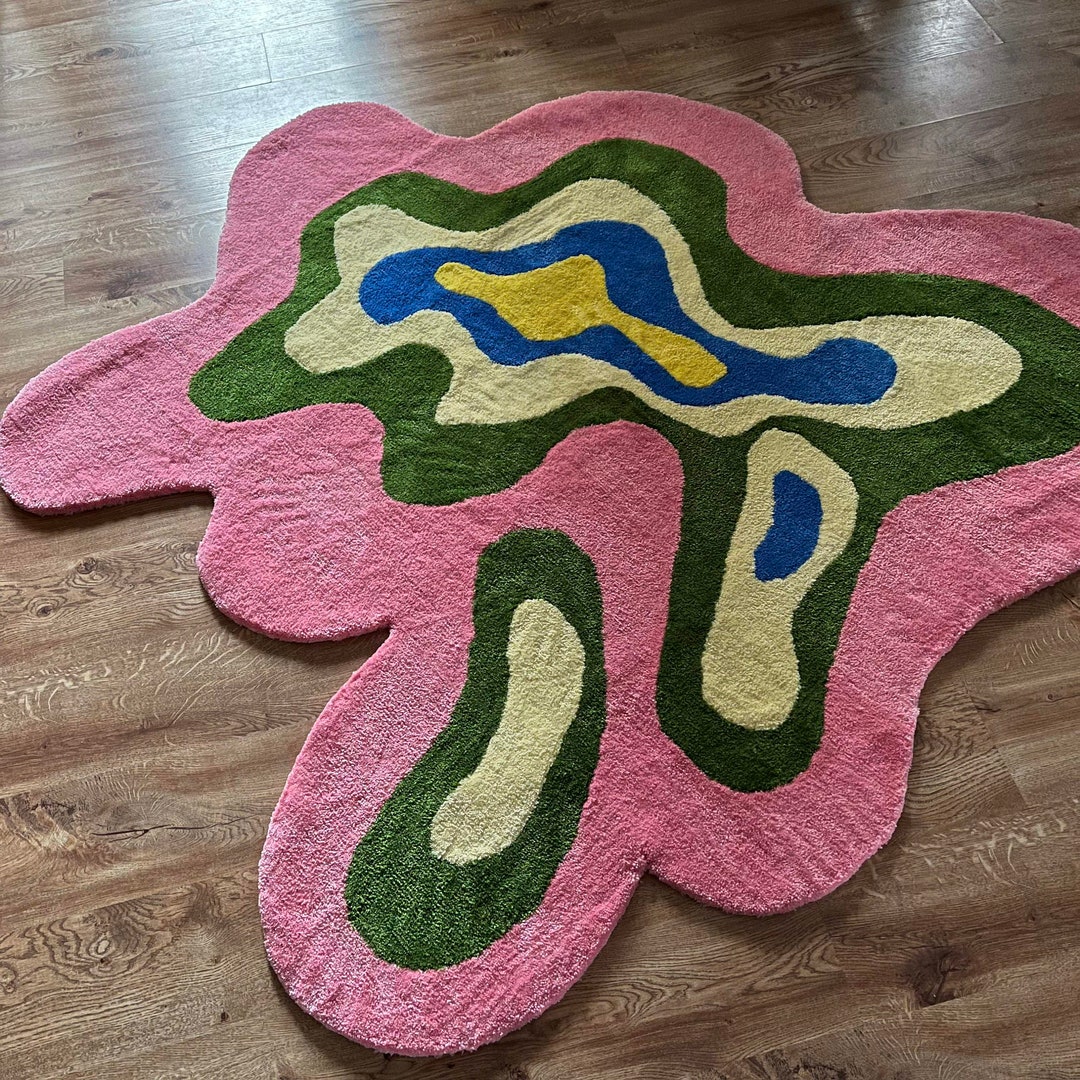 Aesthetic/abstract Fluffy Tufted Rug - Etsy