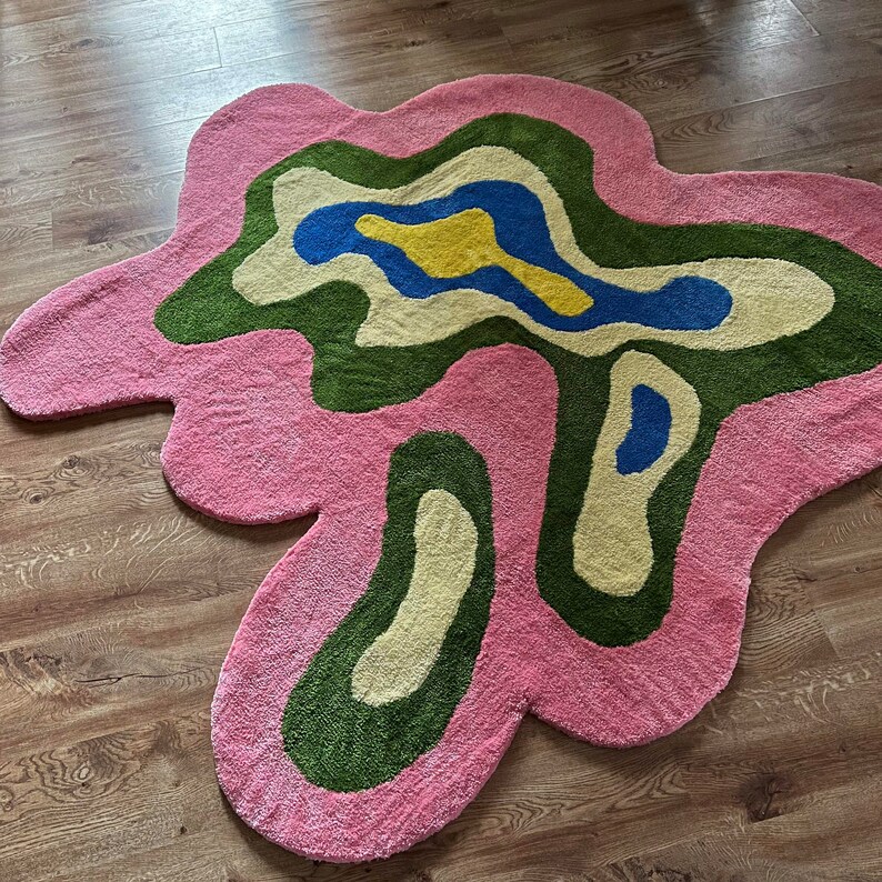 Aesthetic/abstract Fluffy Tufted Rug - Etsy