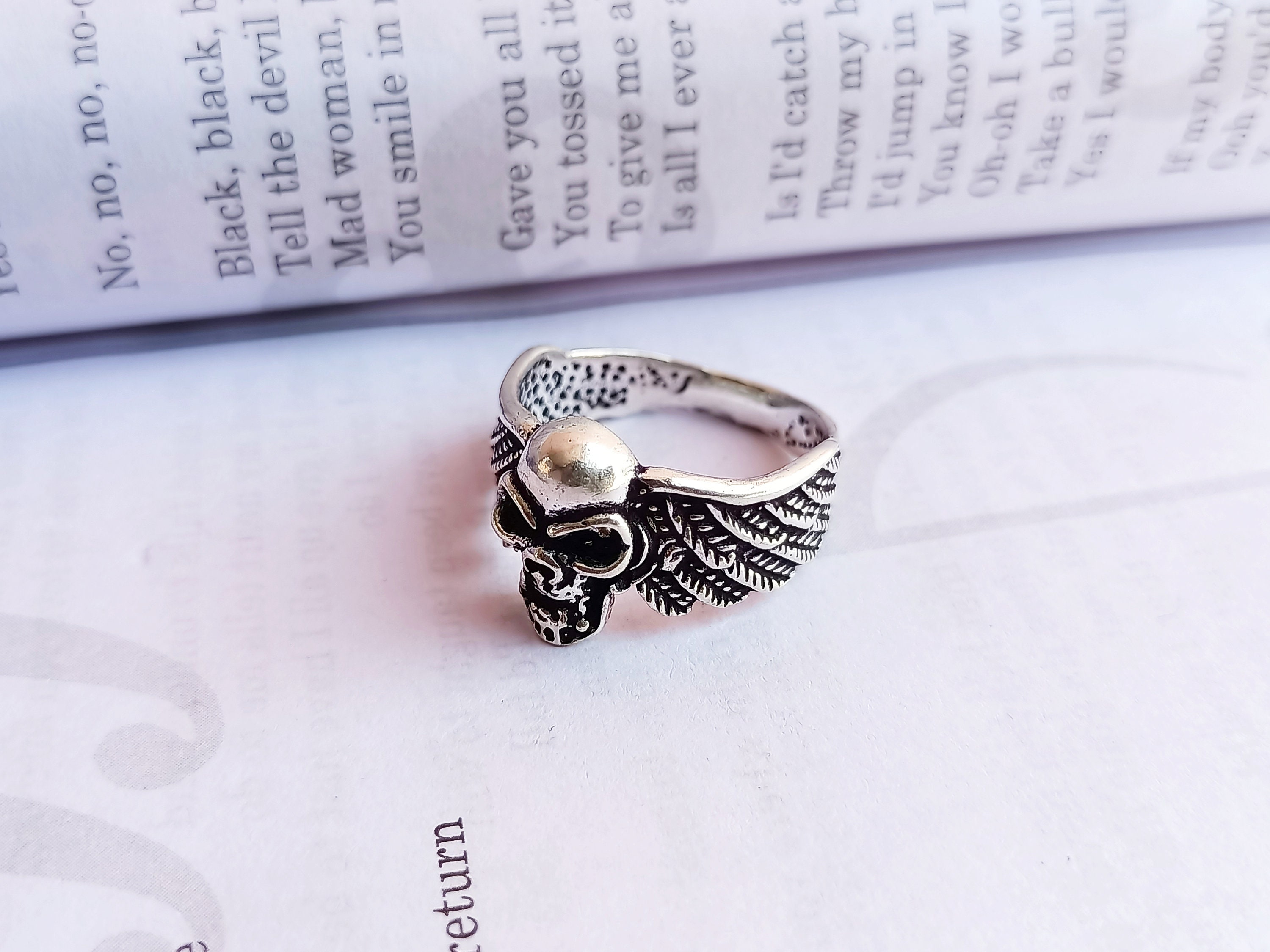 Antique Skeleton Face Ring-silver Plated Skull Ring-skull Face Ring ...