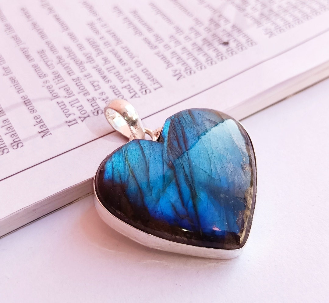 Natural Blue Fire Labradorite Pendant Necklace\ Natural Labradorite ...