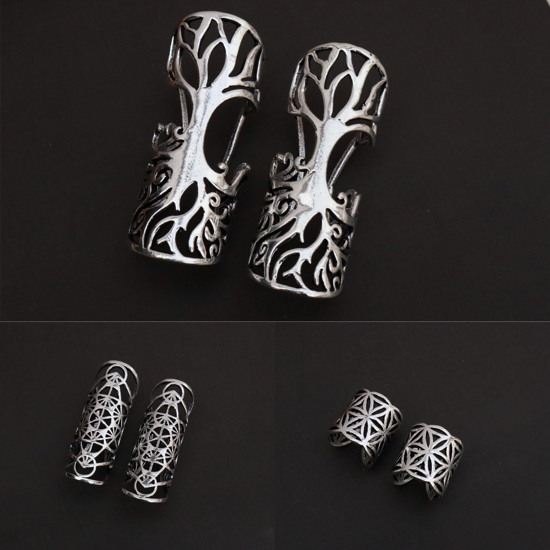 Pairs of 3 Vintage Silver Oxidized Handmade Dreadlock Jewelry\antique ...