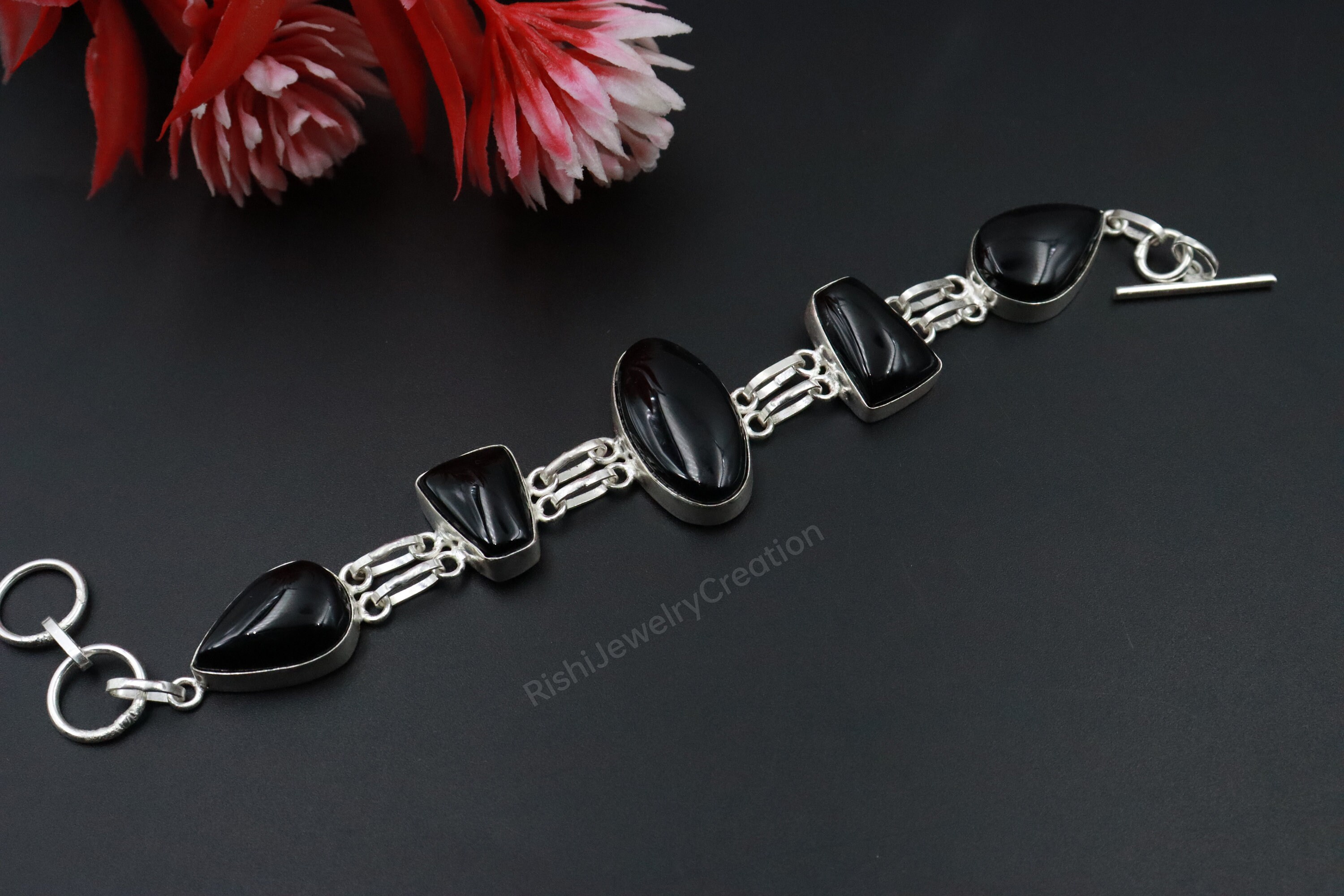 Black Onyx Bracelet\handmade Black Onyx Gemstone Bracelet\natural Black ...
