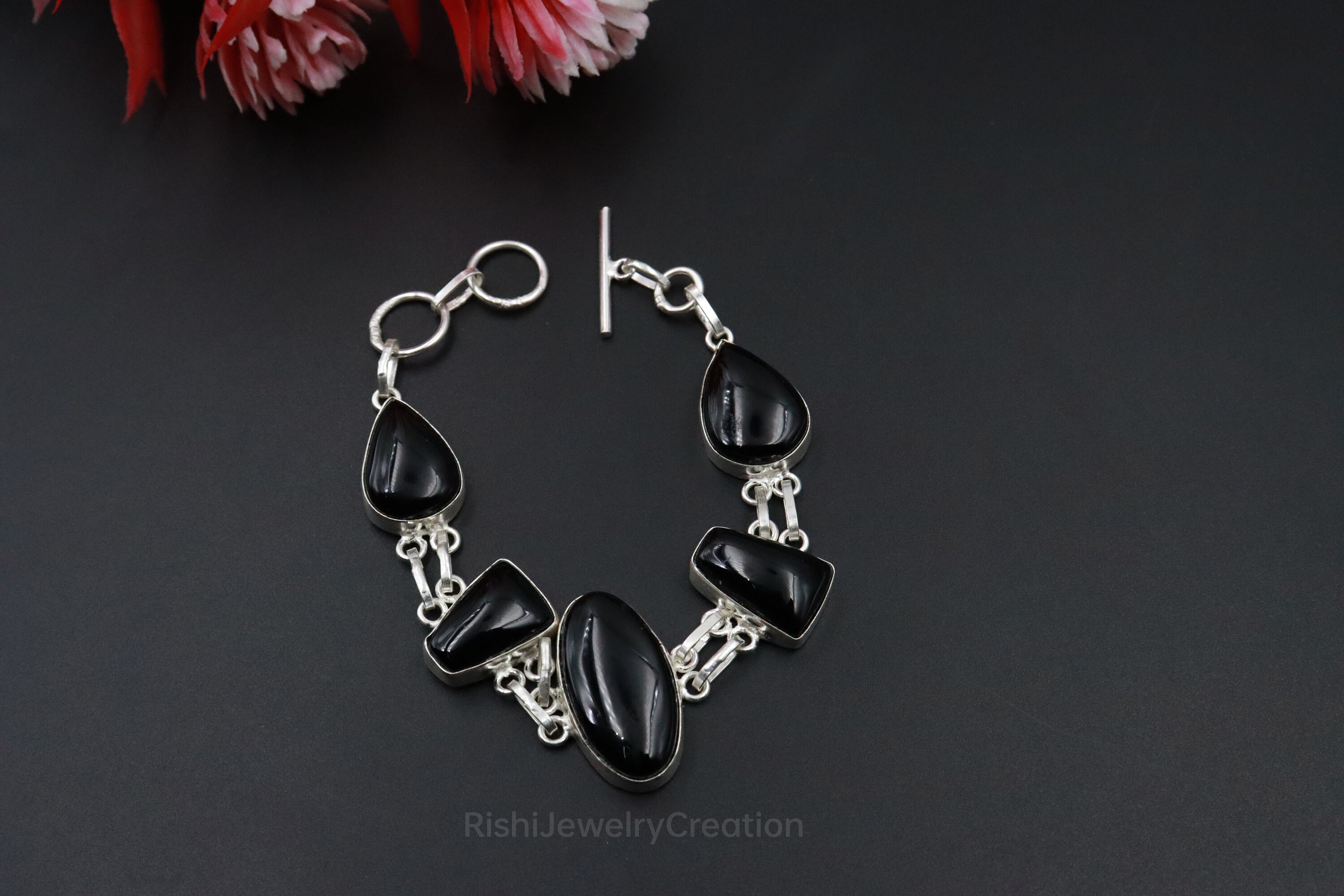 Black Onyx Bracelet\handmade Black Onyx Gemstone Bracelet\natural Black ...