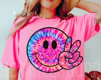 Tie Dye Smiley Face PNG, Peace Sign Png, Retro Png, Happy Face Png, Tie ...
