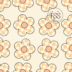 Checkered Daisy Flower Seamless Pattern Files for Safe Swim Fabric ...