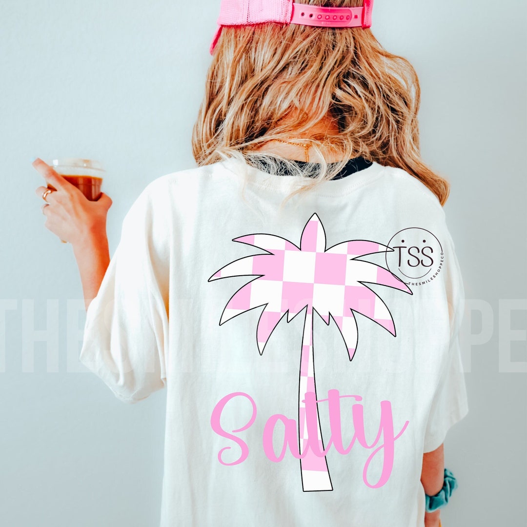Salty Beach PNG, Salty Springbreak Shirt Design Checkered Palm Tree ...