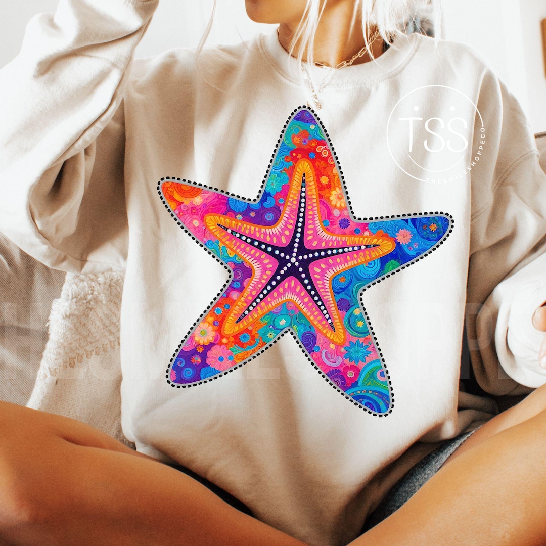 Preppy Starfish Png, Summer Vibes Png, Retro Floral Summer Png Cean Png ...