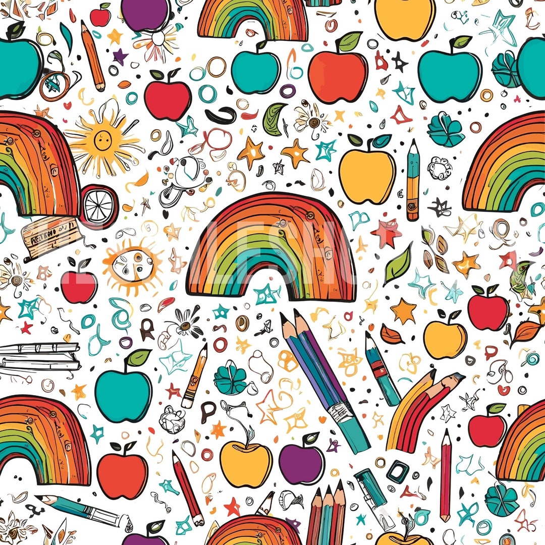 Back to School Seamless Pattern School Supply Repeating Pattern Teacher ...