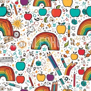 Back to School Seamless Pattern School Supply Repeating Pattern Teacher ...