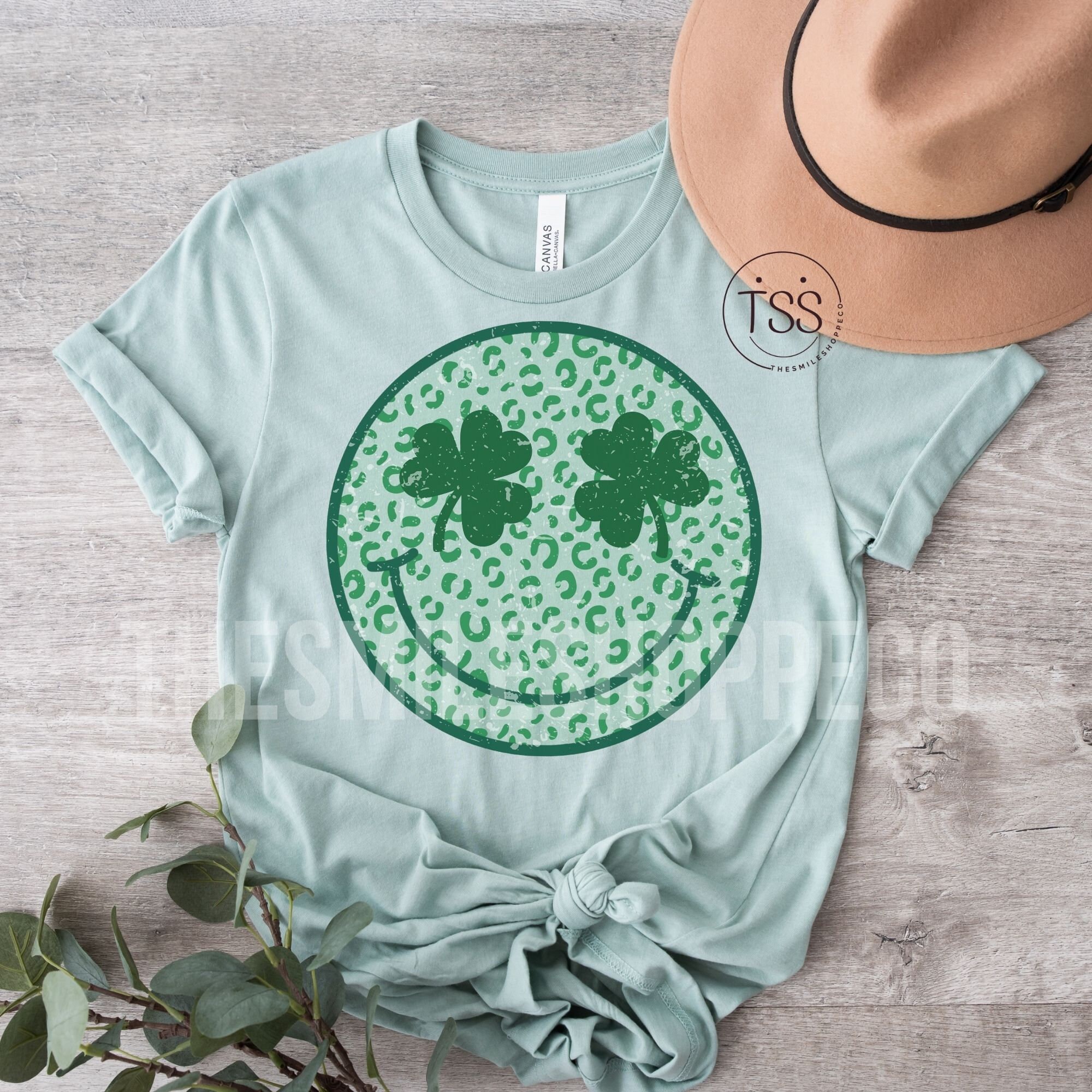 Retro Leopard Shamrock Smile PNG: St. Patrick's Day (digital PNG) - Etsy