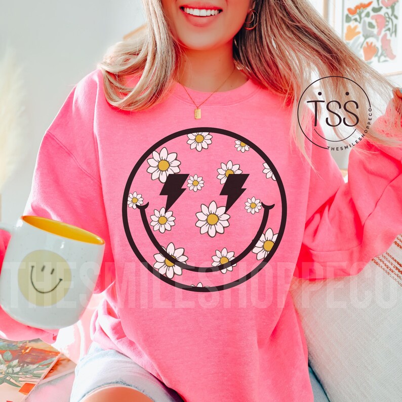 Daisy Smile Png Floral Smile Face Distressed Smile Simple - Etsy