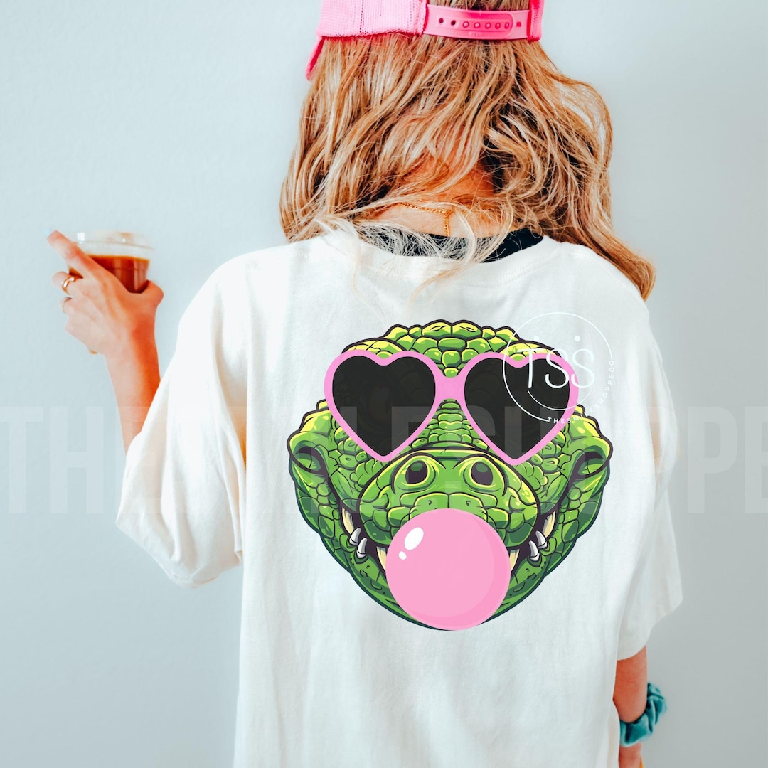 Preppy Alligator Blowing Bubble PNG: Mascot Shirt Sublimation Design - Etsy