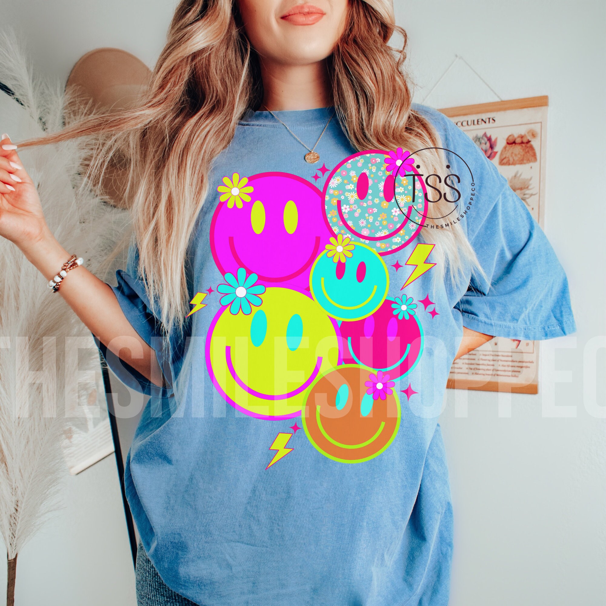 Retro Happy Face PNG: Neon Smiley Collage (digital Download) - Etsy