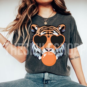 Preppy Tiger Blowing Bubble PNG: Mascot Sublimation Design - Etsy