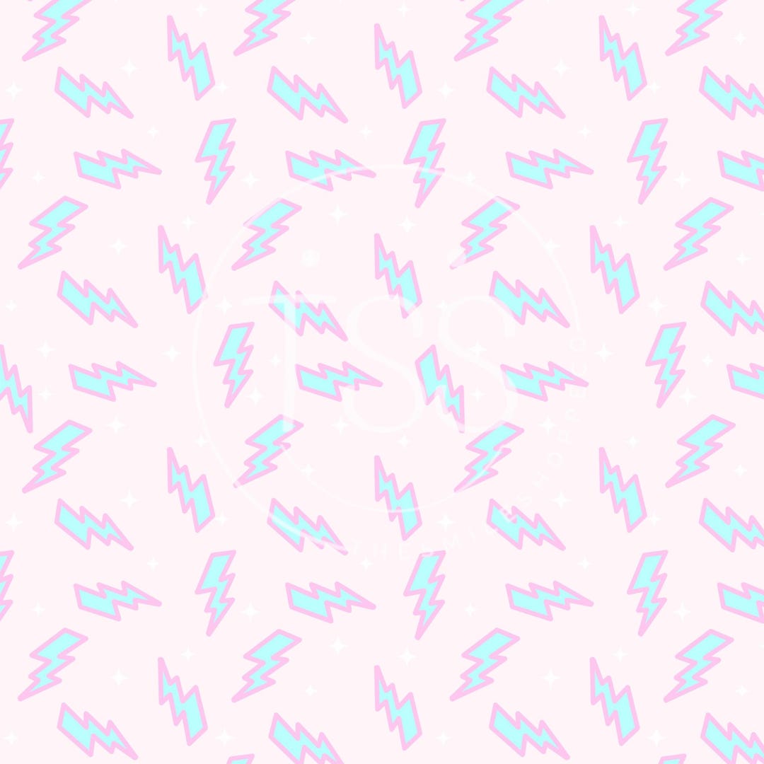 Pastel Lightning Bolt Seamless Pattern Pink Seamless Pattern Files for ...