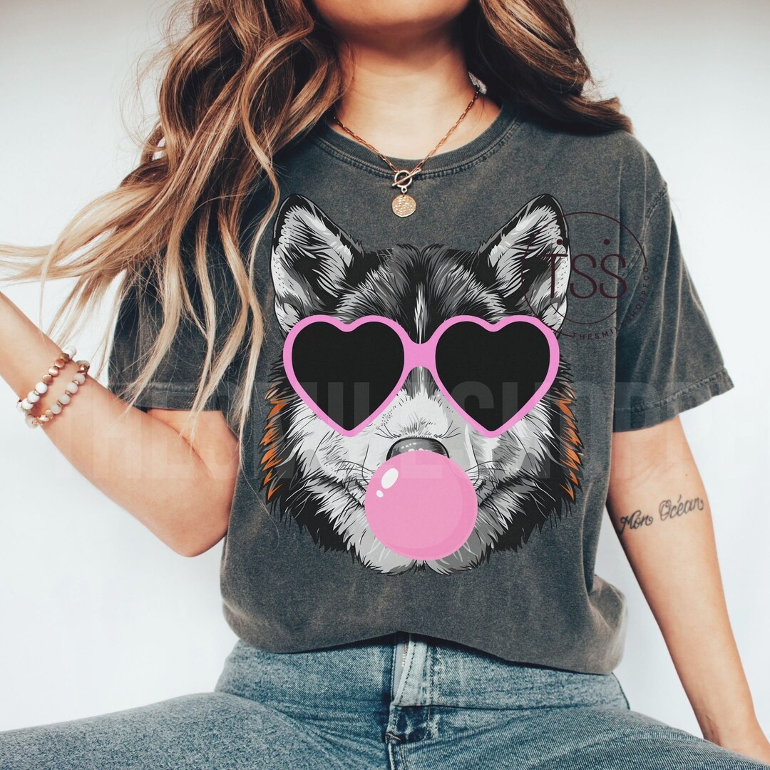 Husky Blowing Bubble PNG: Preppy Shirt Sublimation Design - Etsy
