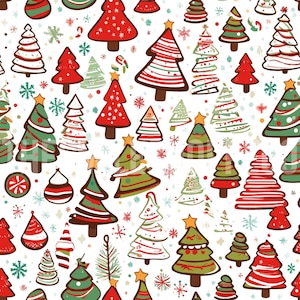 Retro Christmas Tree Seamless Pattern: PNG, JPG (digital Download) - Etsy