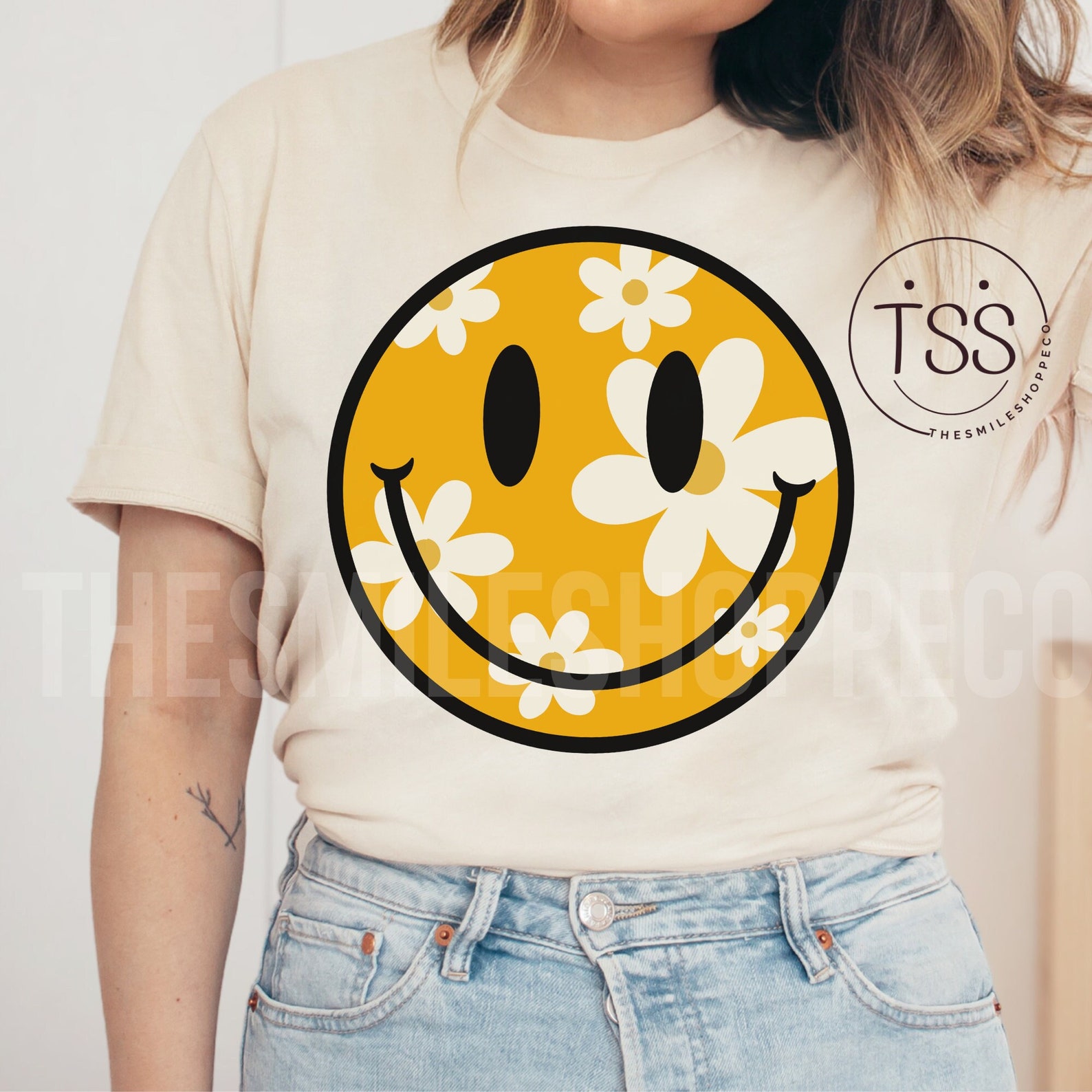 Daisy Smile Png Floral Smile Face Distressed Smile Simple Flower Smiley ...