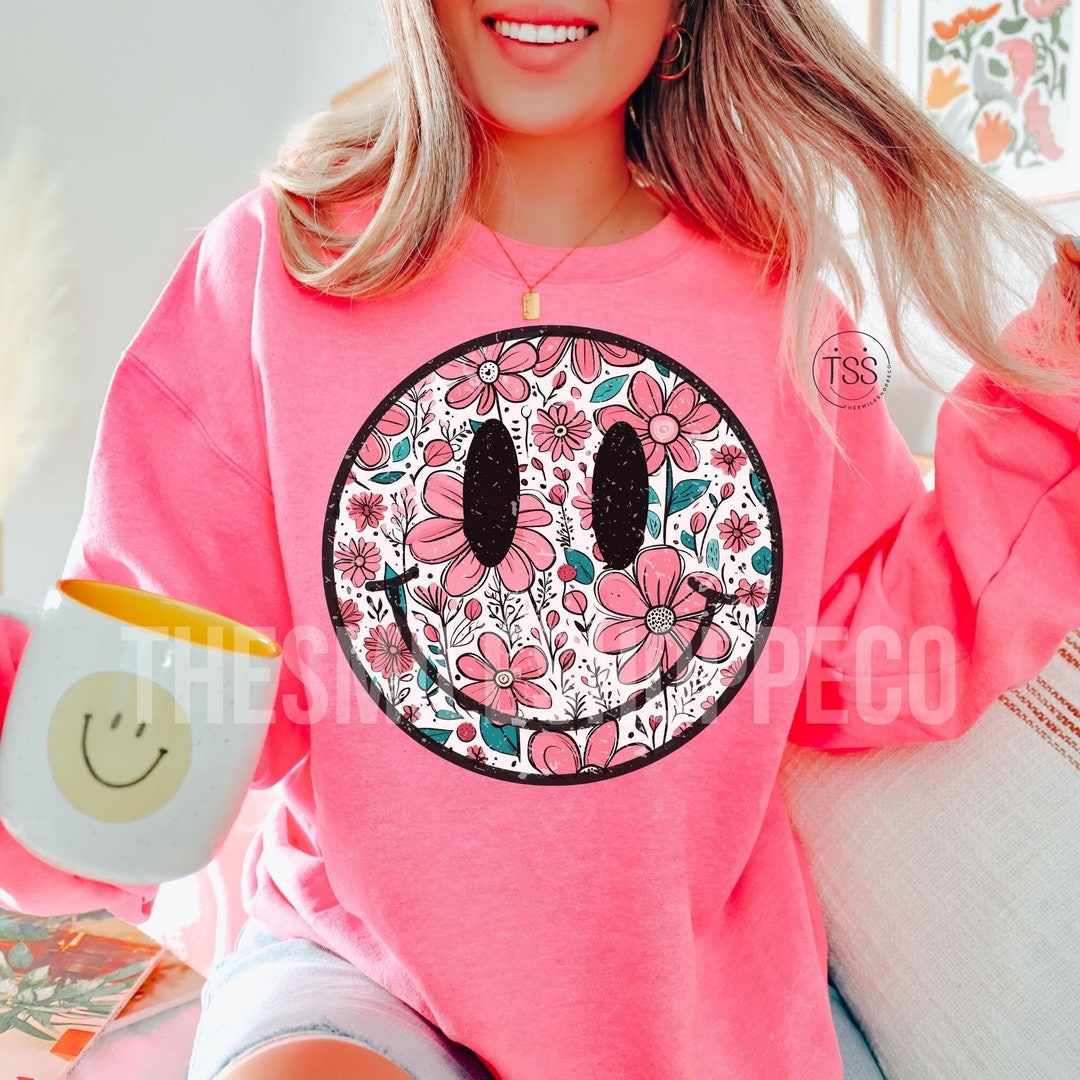 Retro Happy Flowers PNG Vintage Sublimation Distressed Shirt Design ...