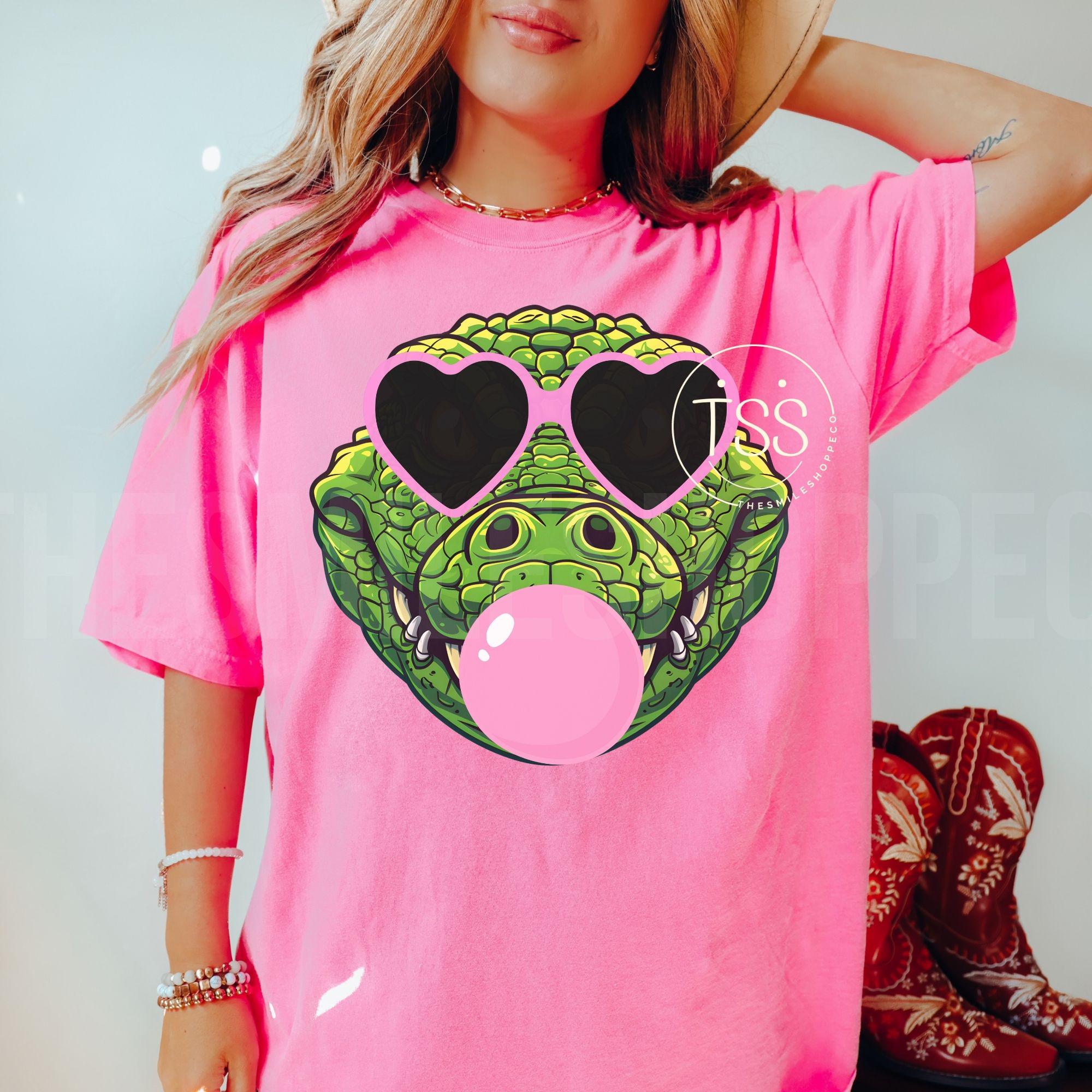 Preppy Alligator Blowing Bubble PNG: Mascot Shirt Sublimation Design - Etsy