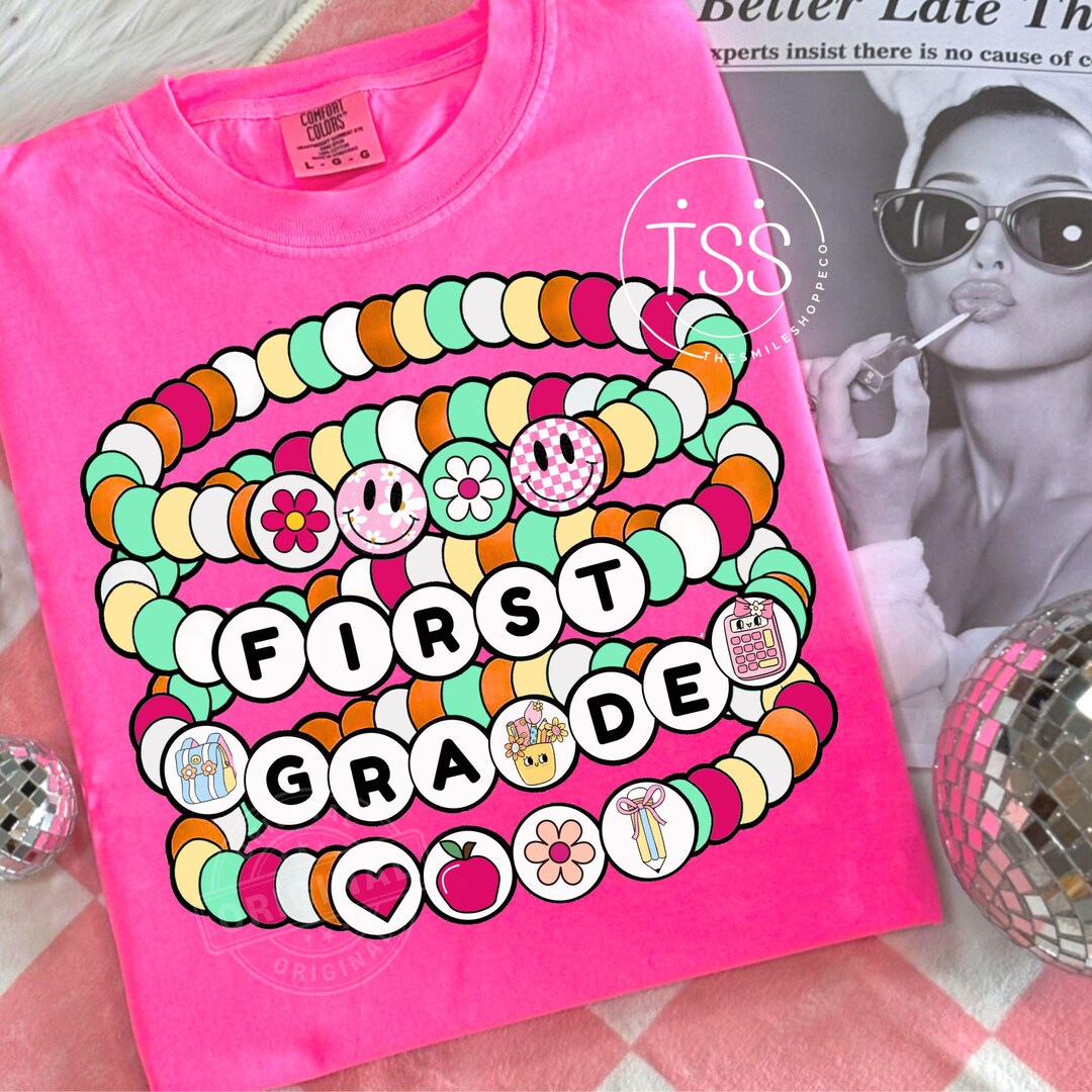 Retro First Grade PNG: Friendship Bracelet, Floral Back to School ...