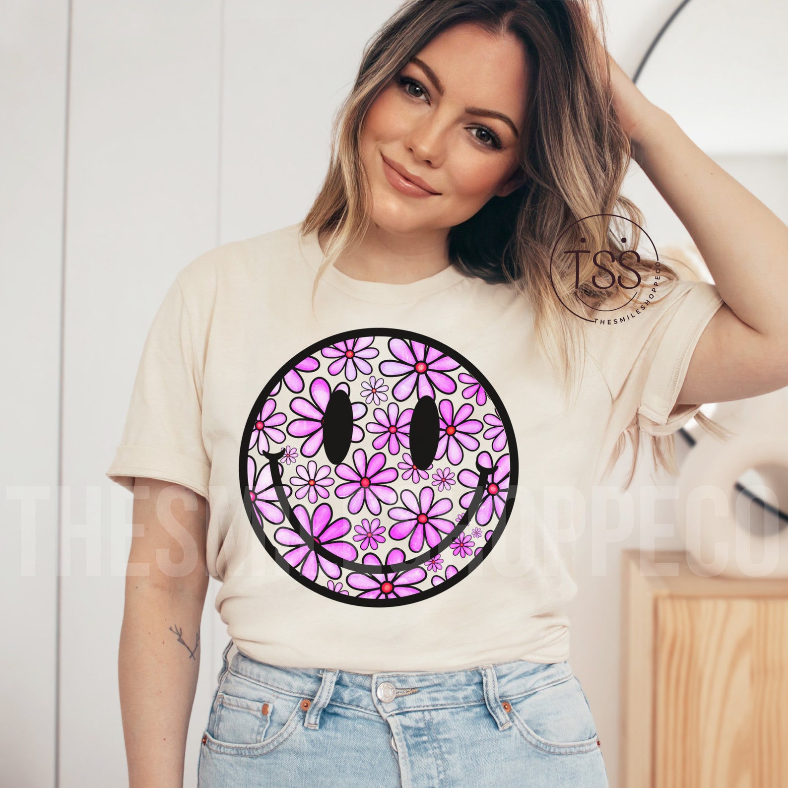 Daisy Smile Face Png Spring Break Png Floral Smile Face Distressed ...