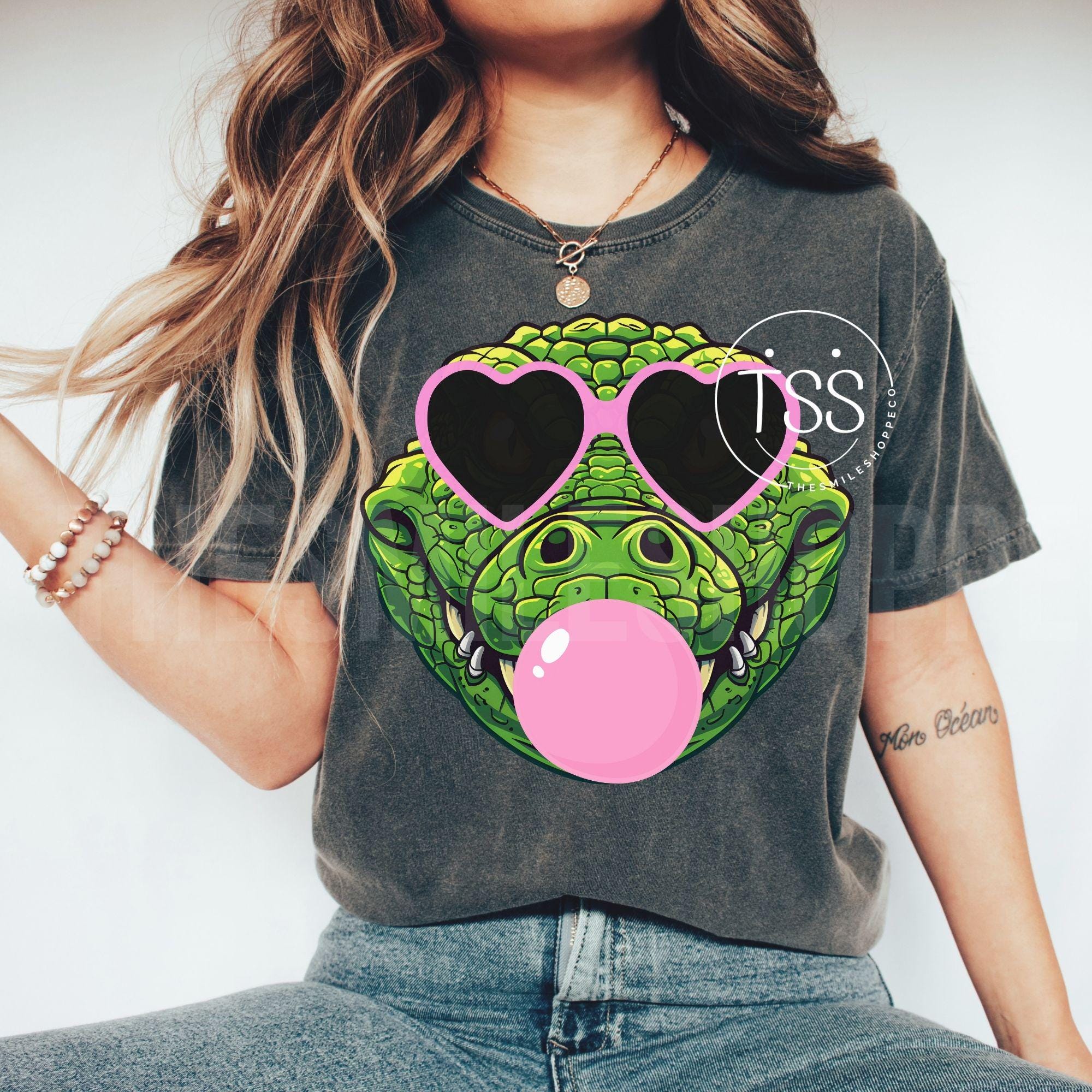Preppy Alligator Blowing Bubble PNG: Mascot Shirt Sublimation Design - Etsy