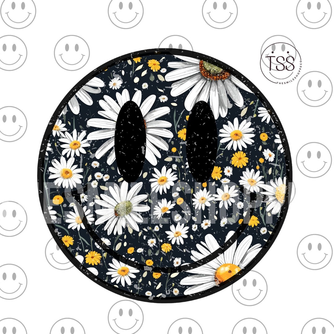 Daisy Smile Face PNG: Retro Floral Sublimation (PDF) - Etsy