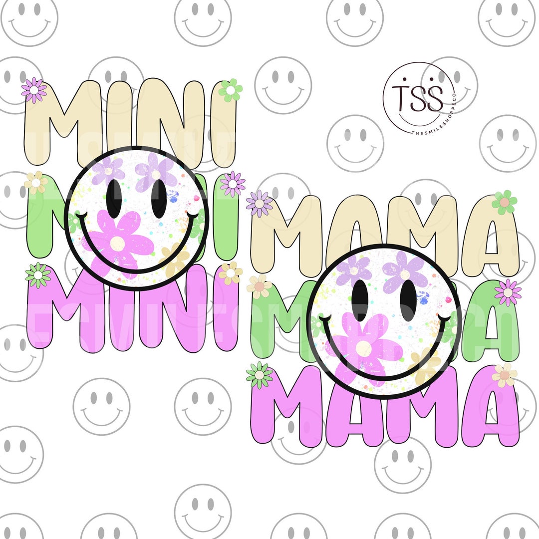 Retro Mama Mini Shirt Png Mama and Mini Png Smile Face Mama Mini ...